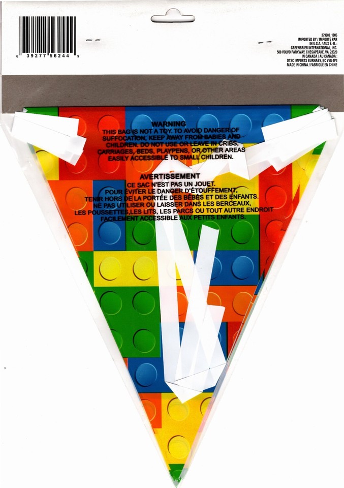 BRICKs/BLOCKs Party Decoration Flags PENNANT BANNER 12 ft - QTY ...