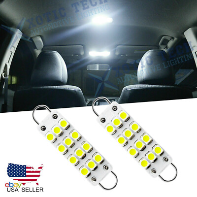 2x White 12SMD 44mm Rigid Loop Festoon LED Bulb For Interior Light 561 ...