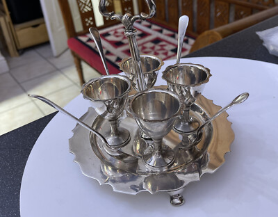 Walker & Hall Silver Plate Breakfast Egg Cup Set - Complete 9 Piece Set ...