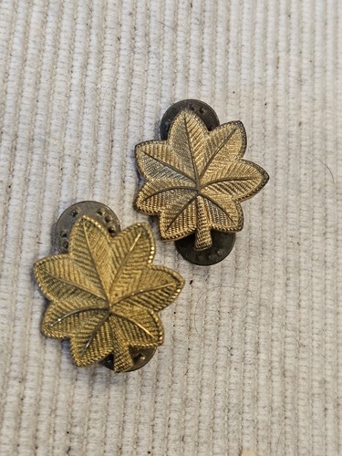 WWII US Army Officer Major Rank Collar Insignia Pin Set x2 L@@K!!! c | eBay