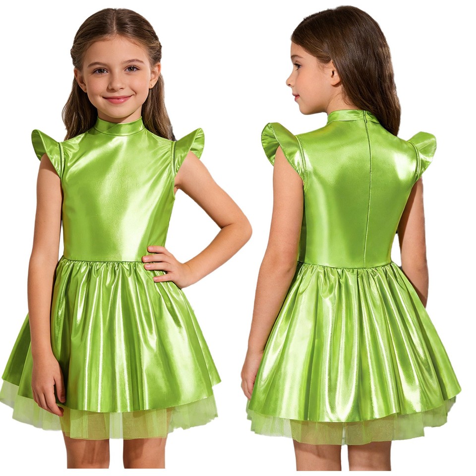 Kids Girls Alien Dress Up Costumes Zipper Ruffled Tutu Dress for Theme ...