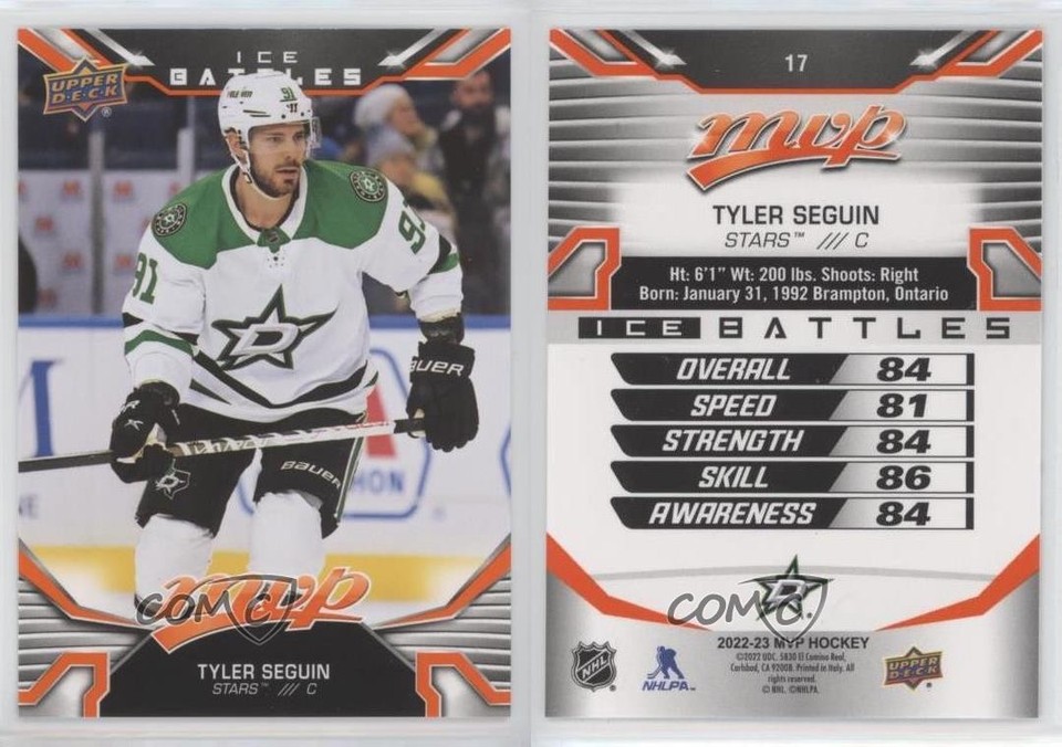 2022-23 Upper Deck MVP Ice Battles Tyler Seguin #17 07r2 | eBay