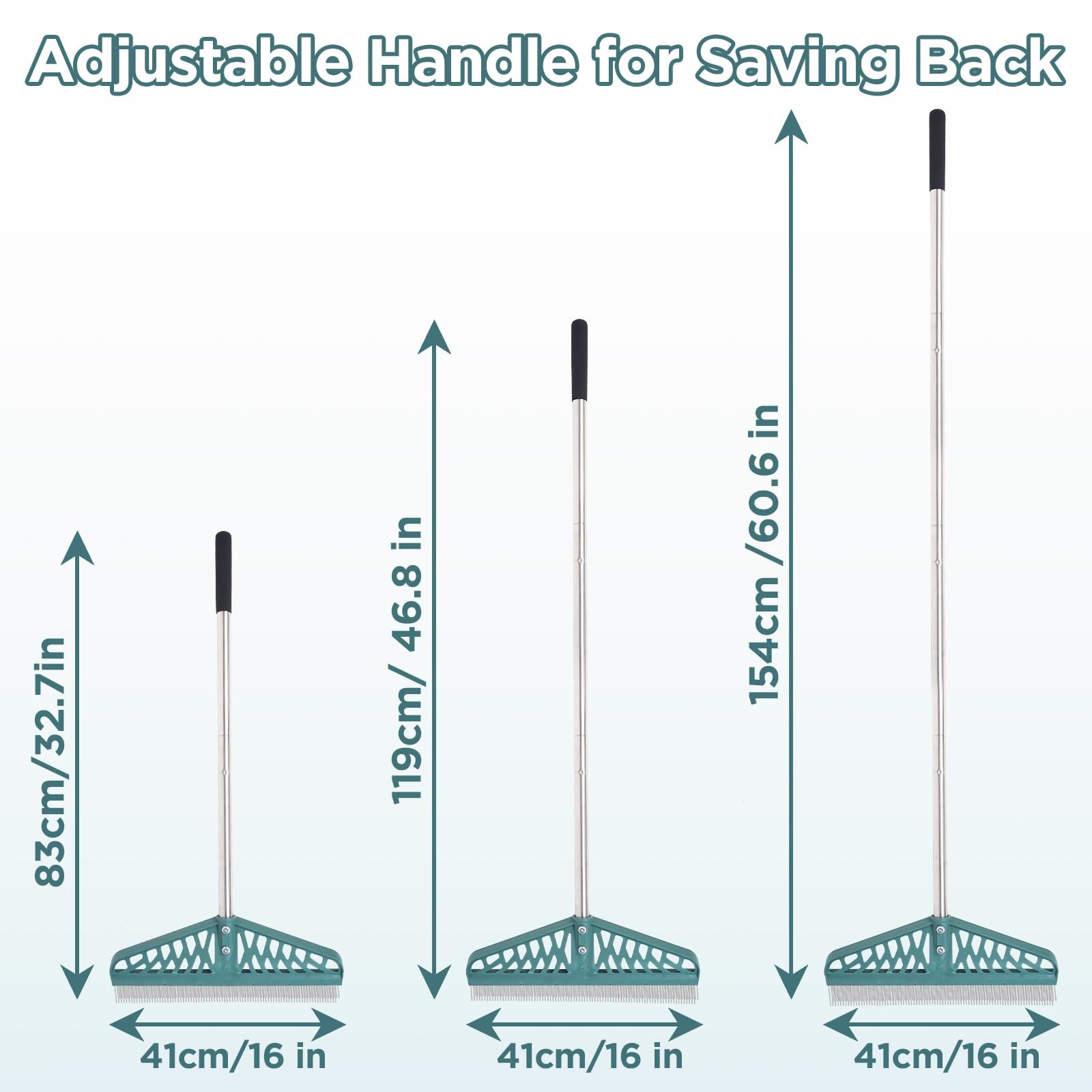Artificial Turf Rake with Adjustable Steel Handle from 32 to 61 Inch ...
