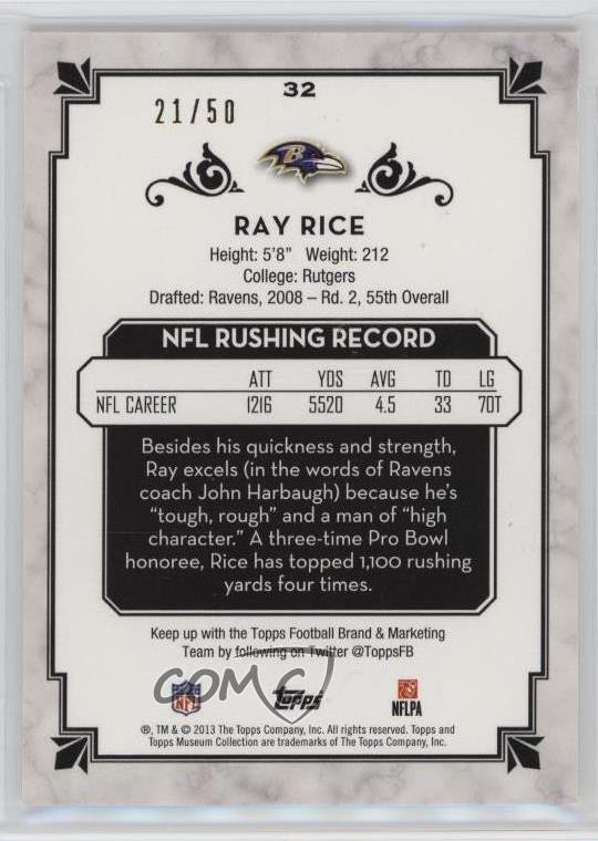 2013 Topps Museum Collection Ruby 21/50 Ray Rice #32 s1i | eBay