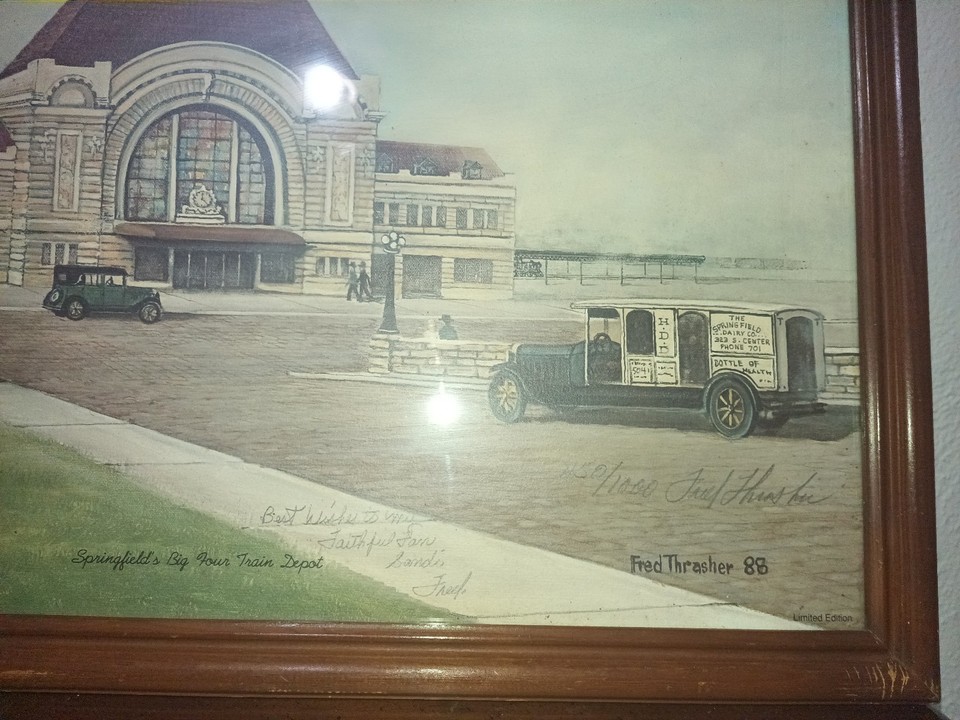 Fred Thrasher 1988 Springfield Ohio Train Depot Signed best wishes 450/ ...