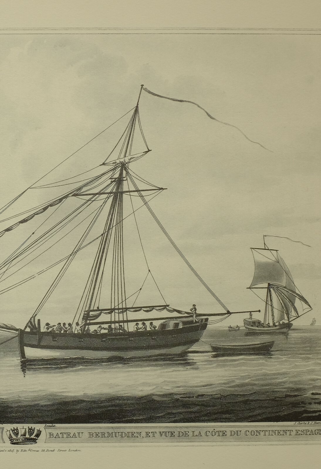 1805 MARINE PRINT BERMUDIAN SLOOP SPANISH MAIN 1979 FACSIMILE LIBER ...