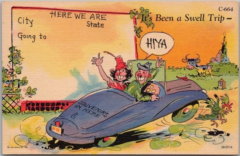 Vintage 1940s RAY WALTERS Postcard "It's Been a Swell Trip" Curteich ...