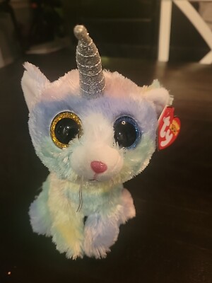 Ty HEATHER Unicorn Cat Beanie Boo 6” NEW | eBay