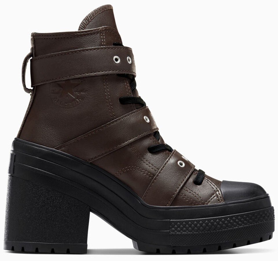 CONVERSE Women's Chuck 70 De Luxe Heel Leather & Buckles Biker Style ...