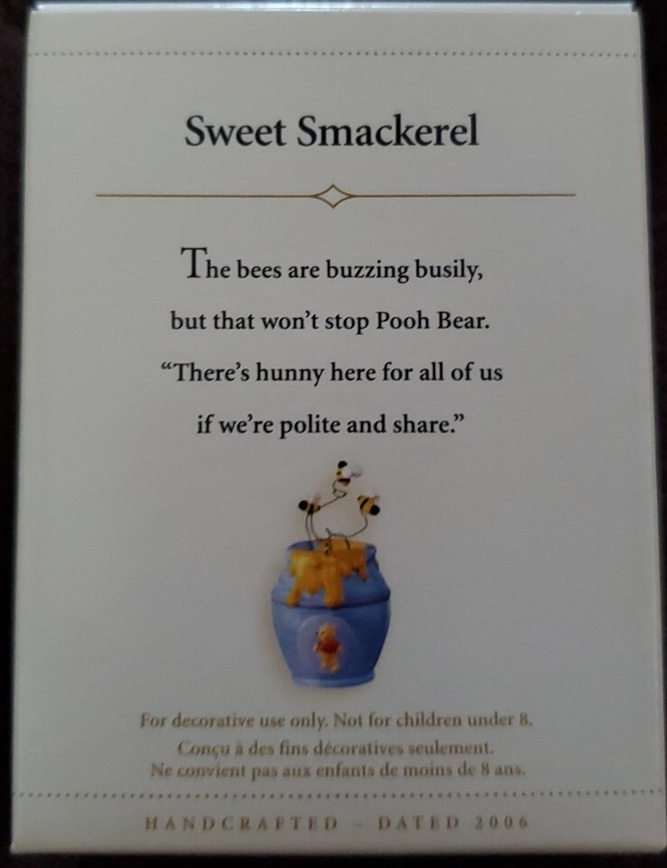 🐦🌟 💖Hallmark Disney Winnie the Pooh Bear Sweet Smackerel Ornament 2006 ...