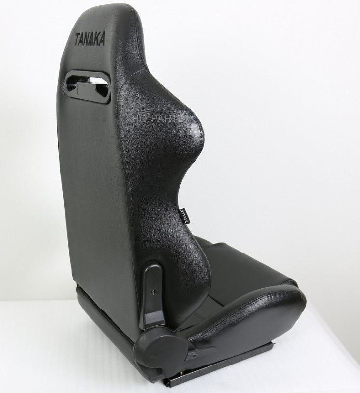 2 X TANAKA BLACK PVC LEATHER RACING SEATS RECLINABLE + SLIDERS FITS FOR ...