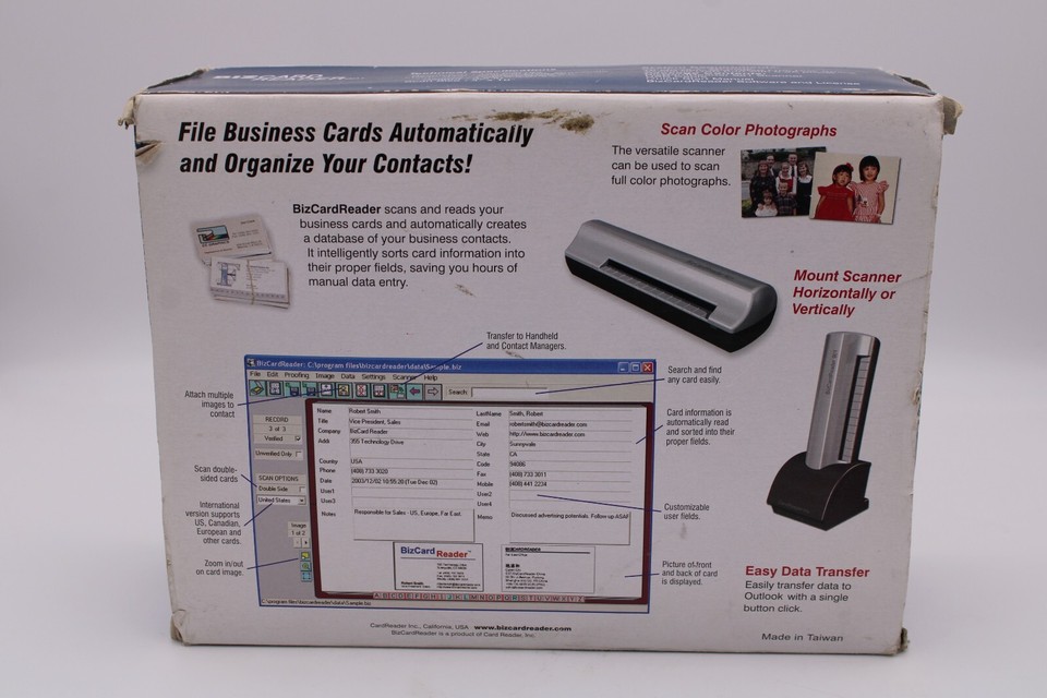 BizCardReader 901 BCR 901 Card Scanner - USB Powered Scanner NEW Open ...