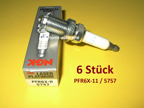 6 ORIGINAL NGK Zündkerzen PLATIN PFR6X-11 5757 für AUDI A6 4F C6 2,4 2 ...