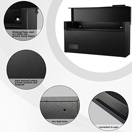 Mailbox Wall Mount Door Mailboxes For Outside Large Steel Hanging Metal ...