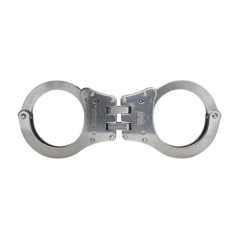 Hinged Stainless Steel NIJ Handcuffs Police Security Durable Locking ...