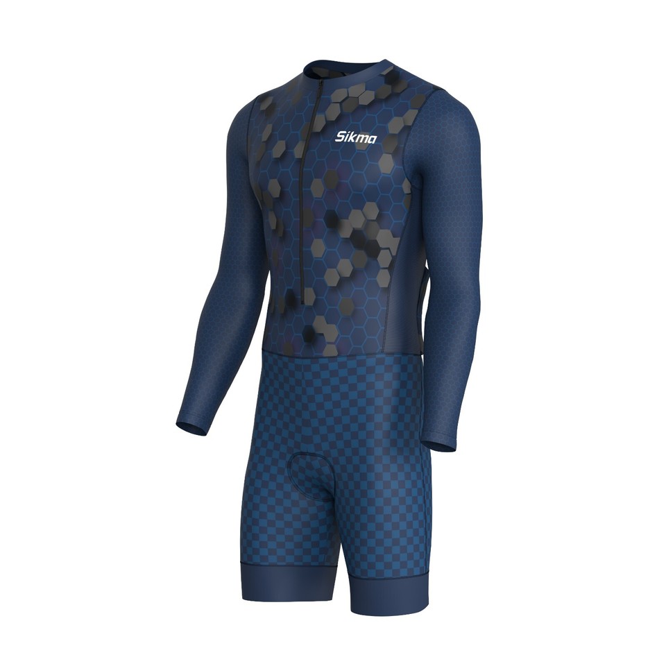 Men's Cycling Skinsuit full sleeve Gel Padded Aerodynamic One Piece ...