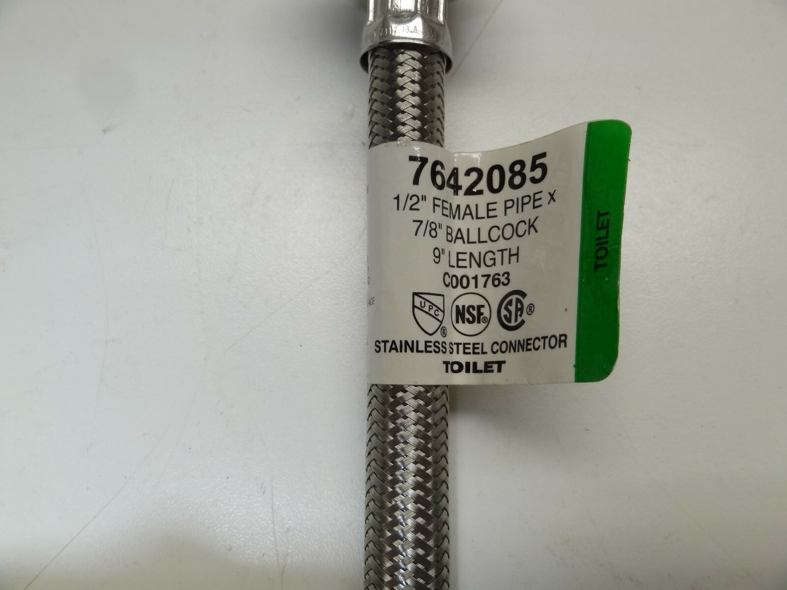 1/2" inch female pipe x 7/8" ball cock x 9" length braided stainless ...