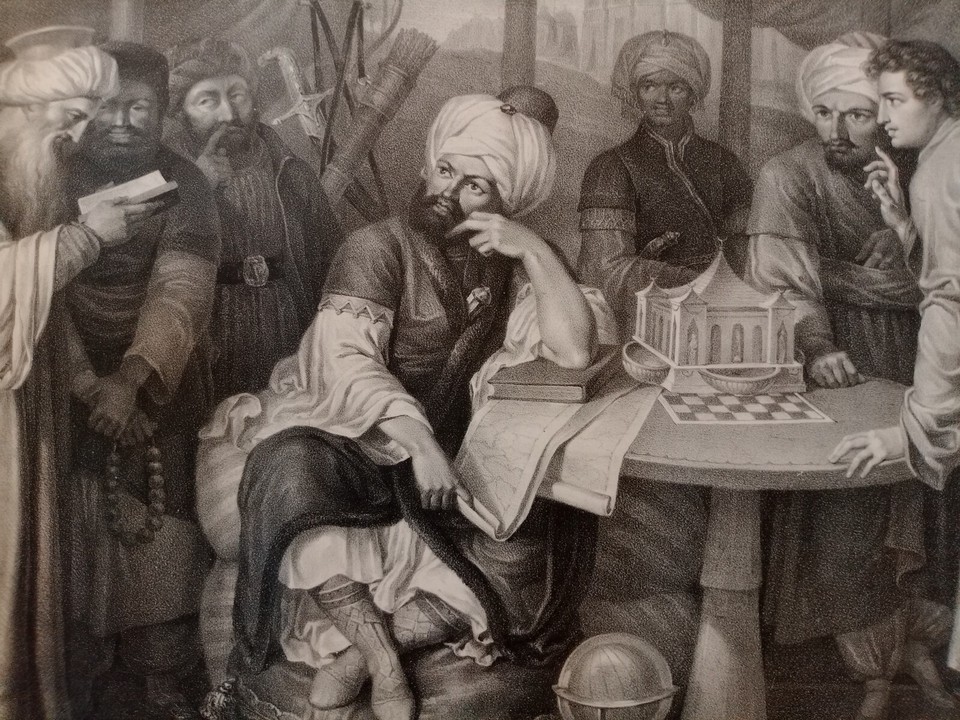 Harun Al Rashid Abbasid Caliph lithograph 1840 Zezon Thousand and One ...
