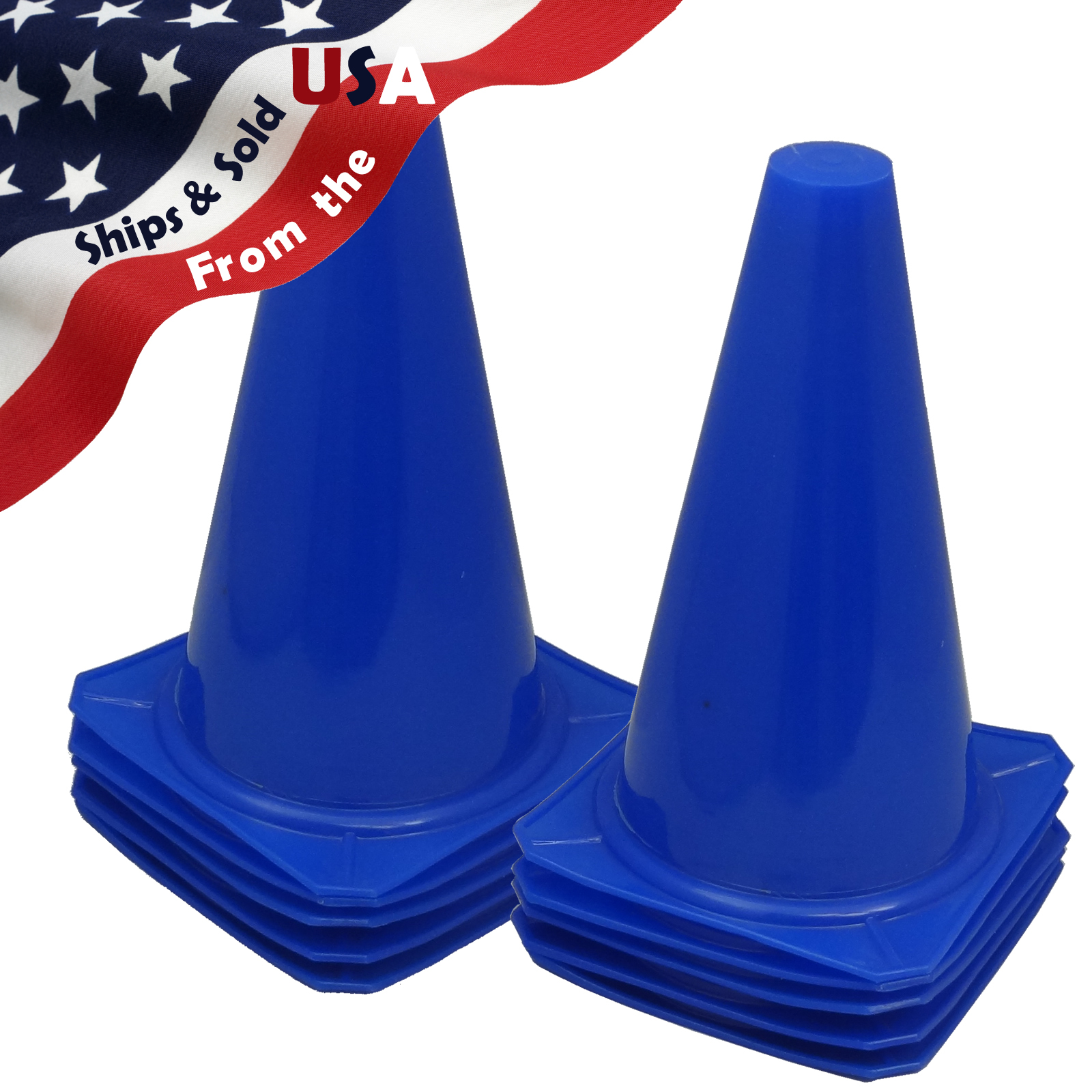 Qty 10 BRAND NEW ~ US SELLER ~ BLUE CONES 9" Tall Traffic Safety ...