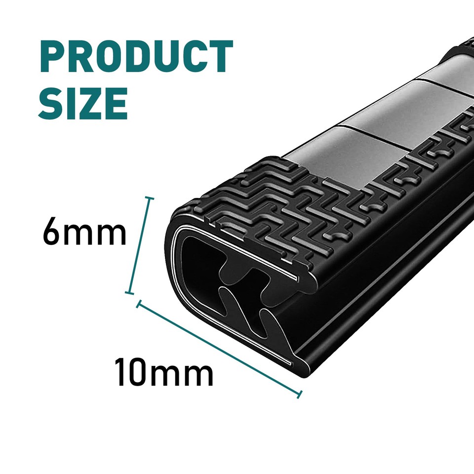 20 FT U-Channel Edge Seal Strip with Embedded Metal Clips Door Edge ...