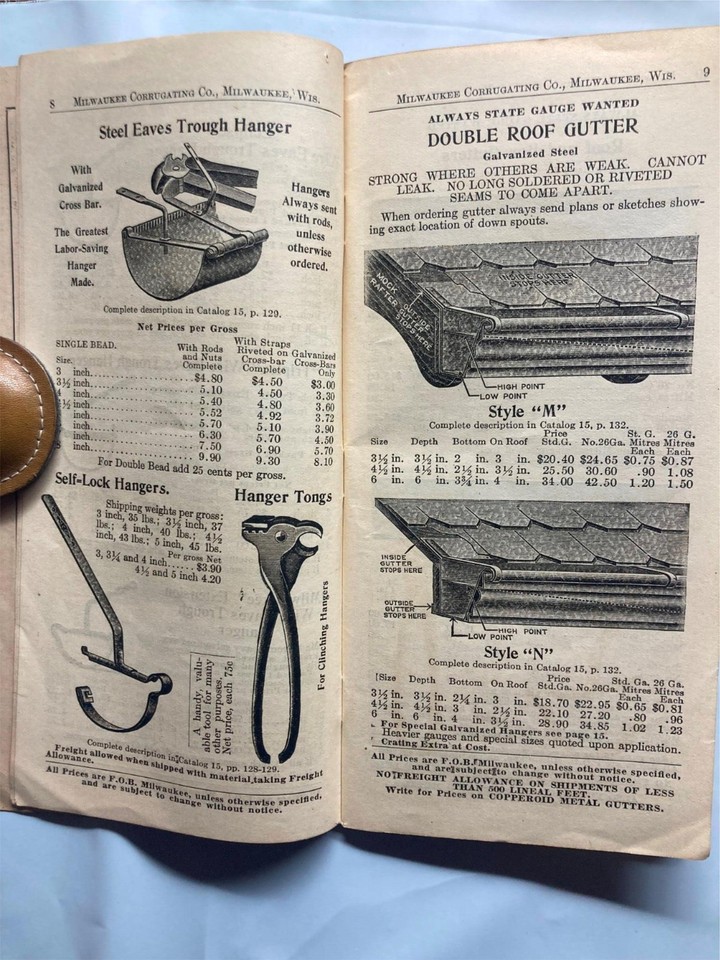 1919 MILCOR MILWAUKEE CORRUGATING & ARCHITECTURAL SHEET METAL CATALOG ...