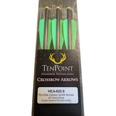 TenPoint Crossbow Arrows Pro Elite Carbon OMNI-Nock 20" 6 Pack HEA-620. ...