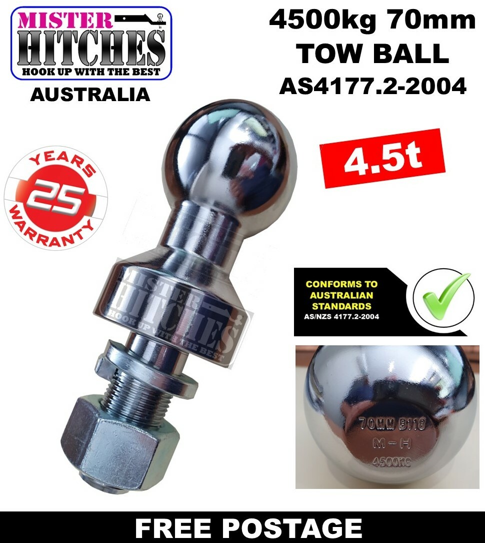 70MM CHROME TOW BALL 4500KG - TRUCK & TRAILER FORGED STEEL HEAVY DUTY ...