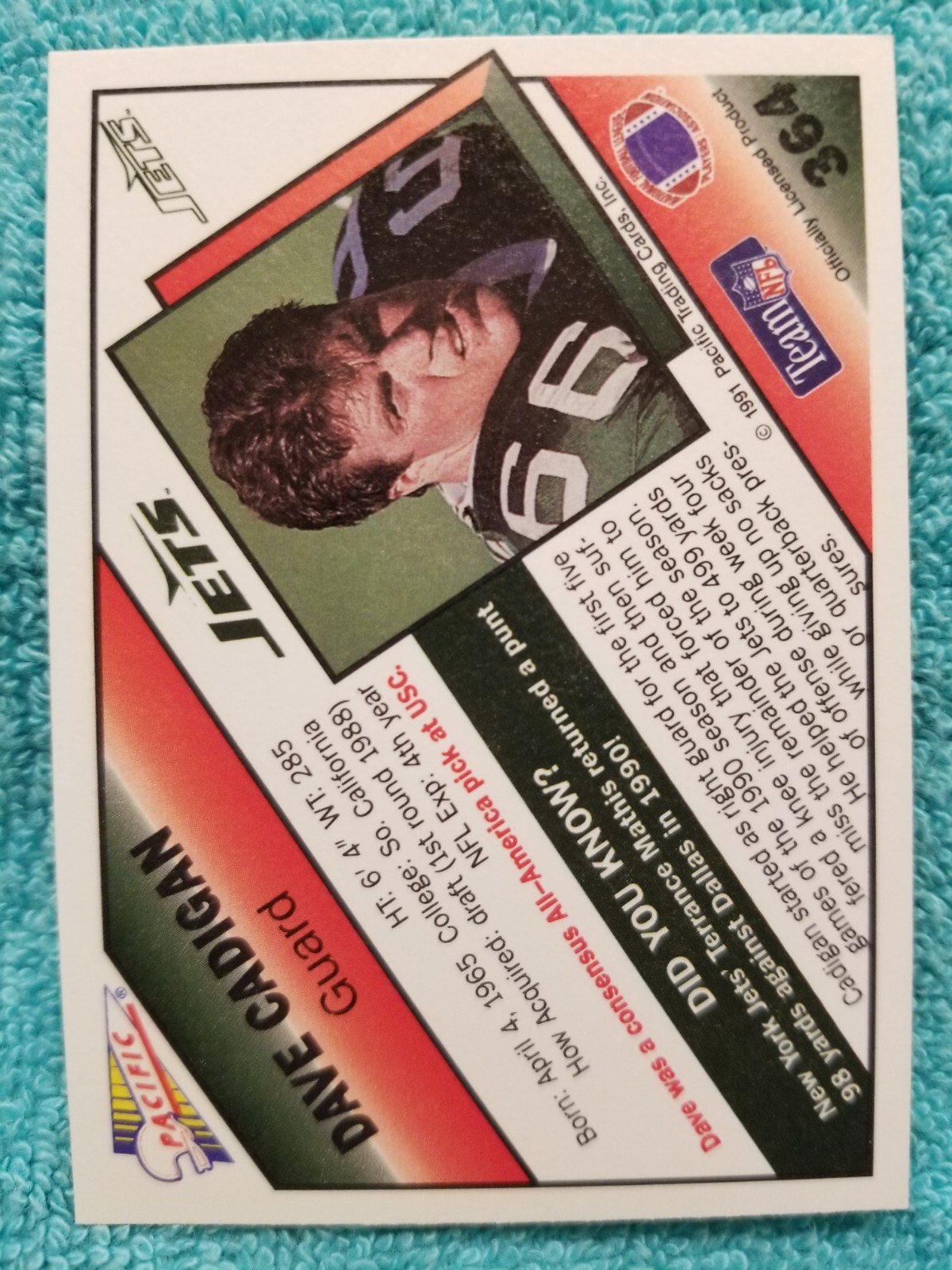 1991 PACIFIC DAVE CADIGAN #364 NEW YORK JETS | eBay