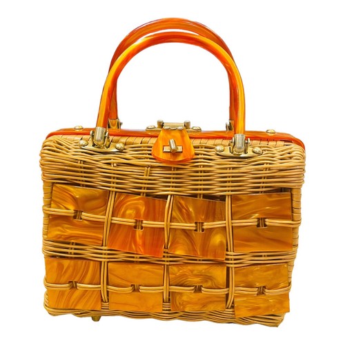 Style Craft Miami Vintage 1950's 1960's Lucite Wicker Box Purse ...