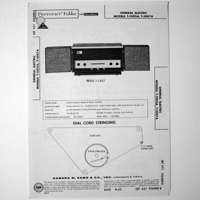 GE General Electric Models T-1005A T-1007A Stereo - SAMS Photofact ...
