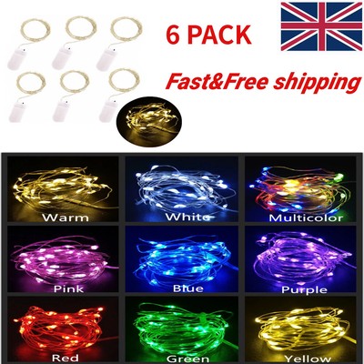 6 Pack 10/20 LED Battery Micro Rice Wire Copper Fairy String Lights ...