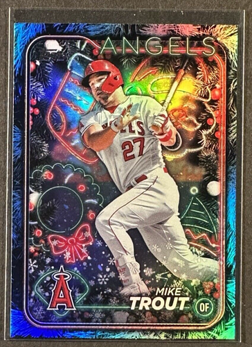 2024 Topps Holiday MIKE TROUT #H27 Blue Metallic Holiday Tree Parallel ...