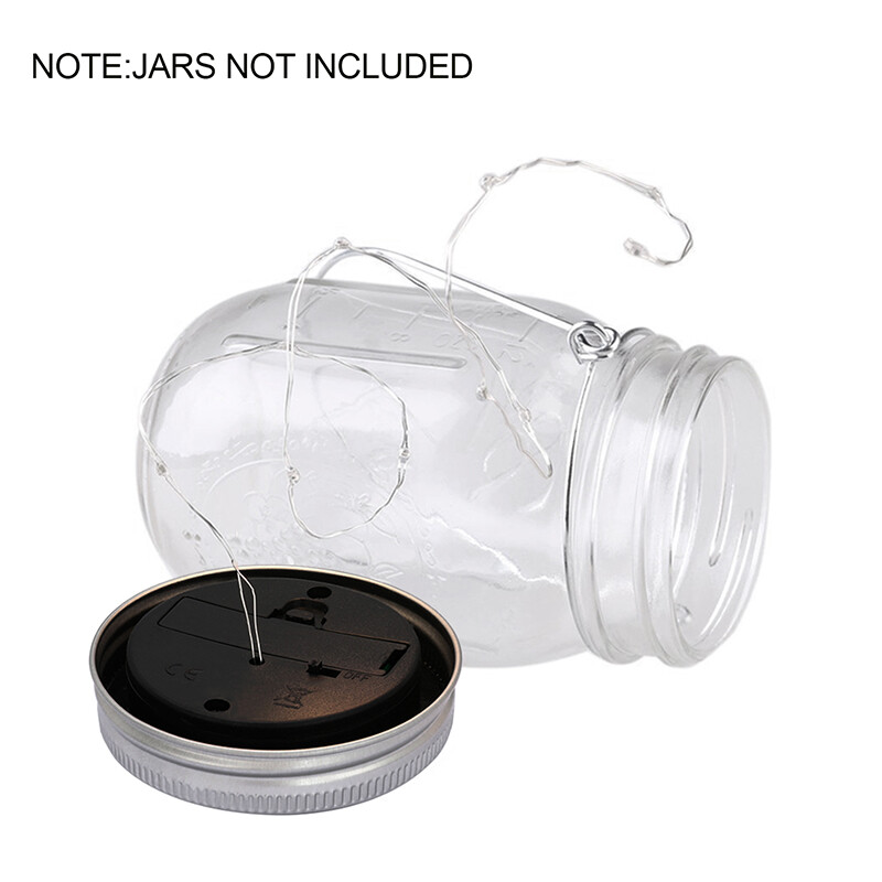 Hanging Solar Mason Jar Lid Lights, 6 Pack 20 LED String Fairy Lights ...