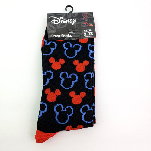 Disney Mickey Mouse Adult 9-13 Black Graphic Novelty Crew Socks 1 Pack ...