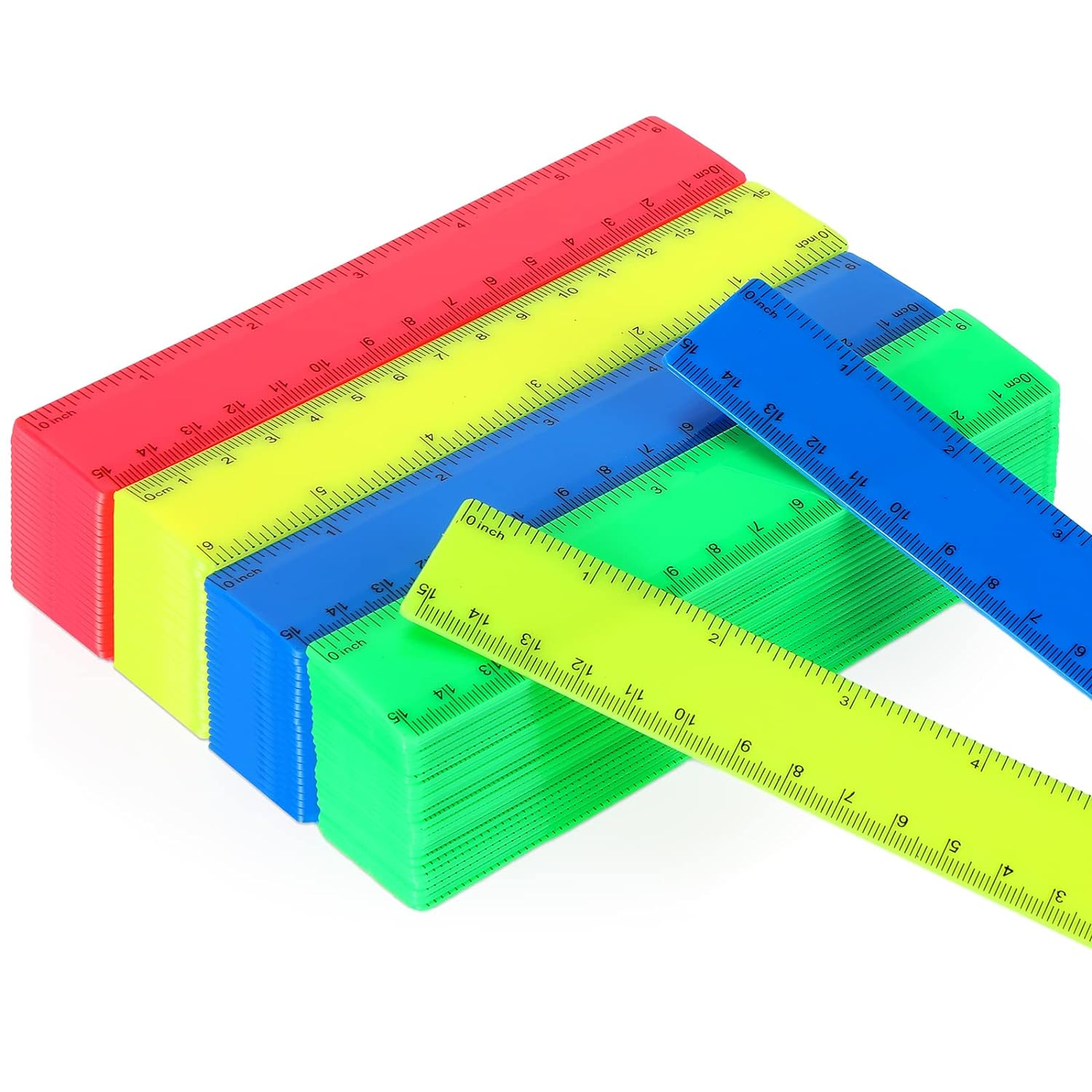 100 Pcs 6 Inch Rulers Bulk Plastic Flexible Rulers with Inches and ...