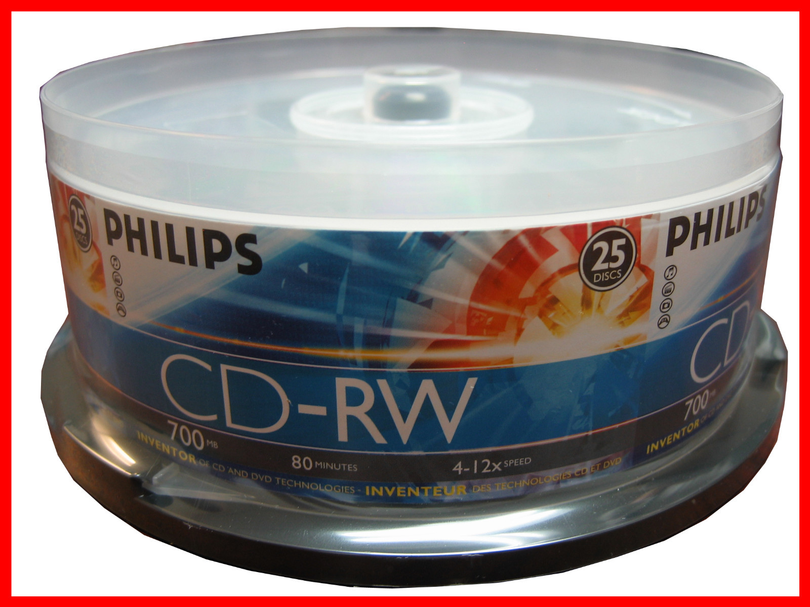 25 Philips Logo 12X CD-RW CDRW ReWritable 700MB 80 Min 25 CDs in Cake ...