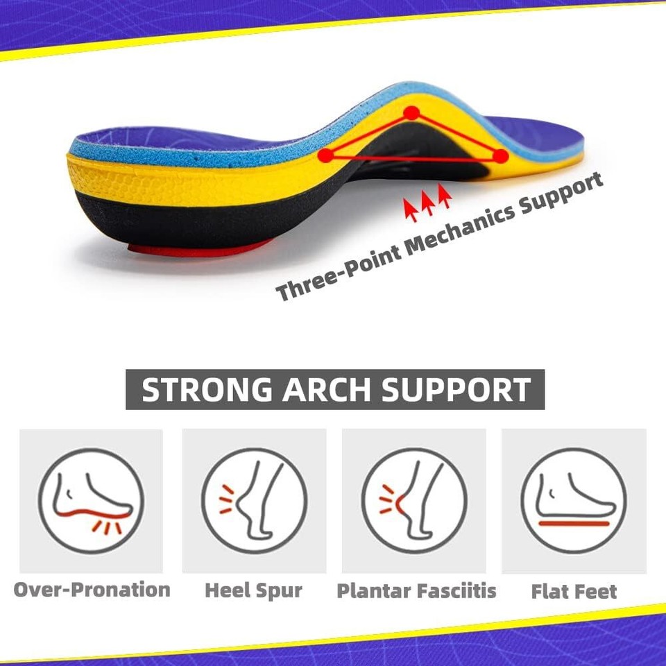 VALSOLE Heavy Duty Support Pain Relief Orthotics - 220+ lbs Plantar ...