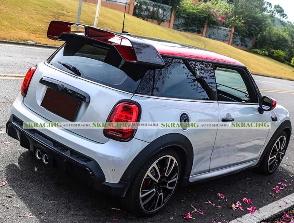 FITS Mini Cooper F55 F56 Real Carbon Fiber+Red Colour Rear Spoiler Roof ...