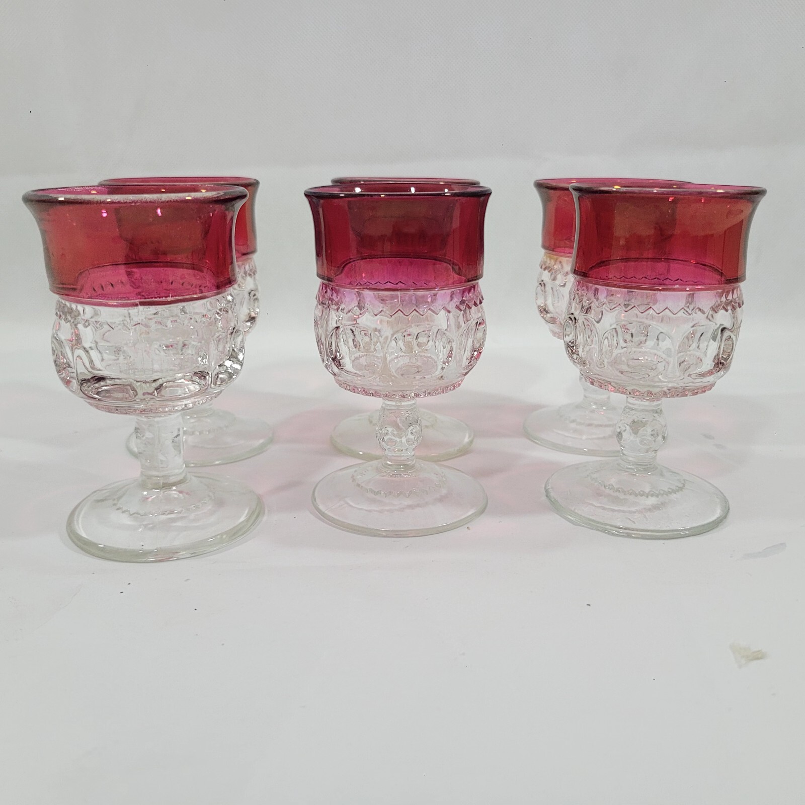 Indian Kings Crown Ruby Red Thumbprint Glass Goblets 3.5" Set of 6 | eBay
