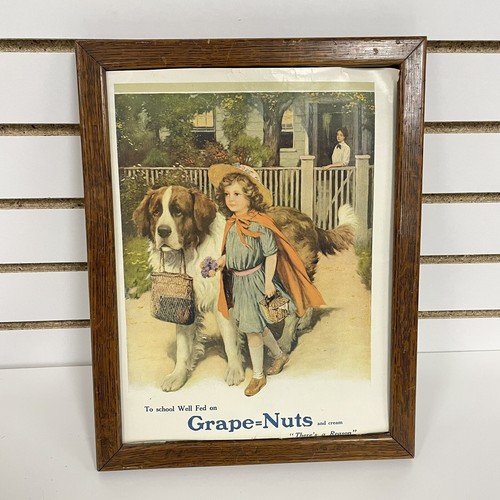 Vintage Grape-Nuts Framed Poster Ad To School Well Fed There's a Reason ...