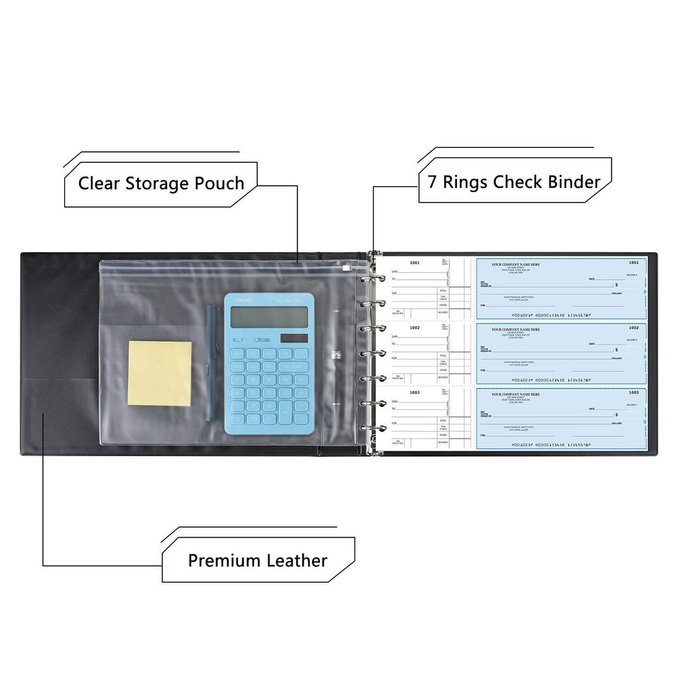 7 Ring Business Check Book Binder, 600 Checks Capacity for 9" x 13 ...