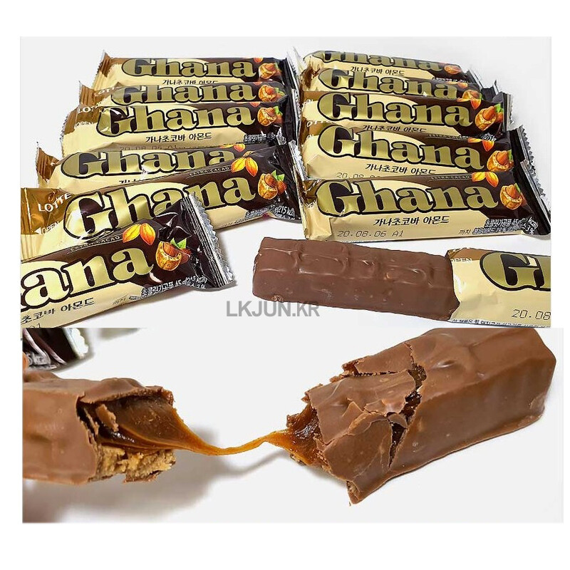 Lotte Ghana Almond Chocolate Energy Bar Caramel Korean Food Snack 1.6 ...