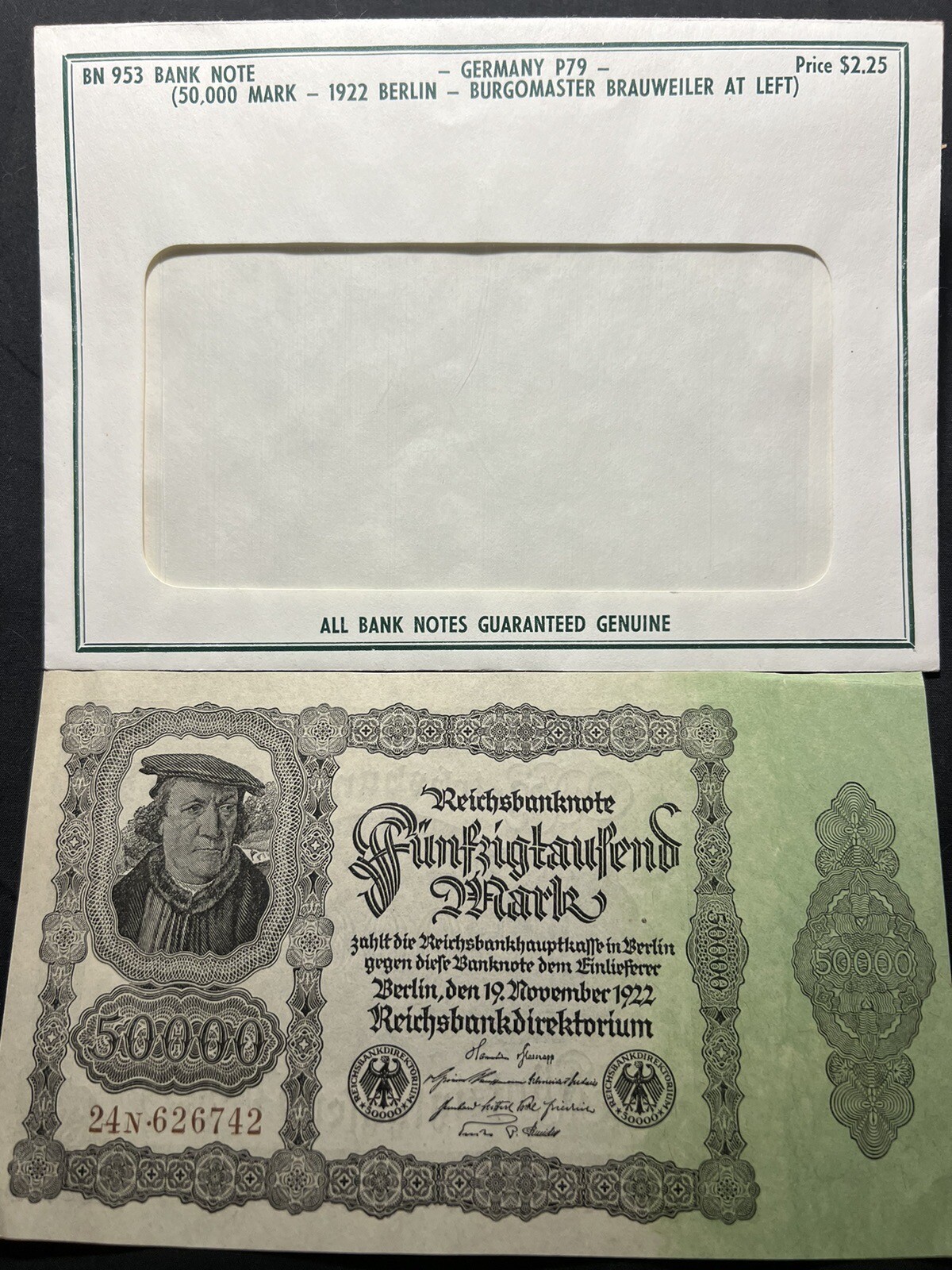 1922 Berlin Germany Bank Note 50000 Mark Paper Money Numismatic ...