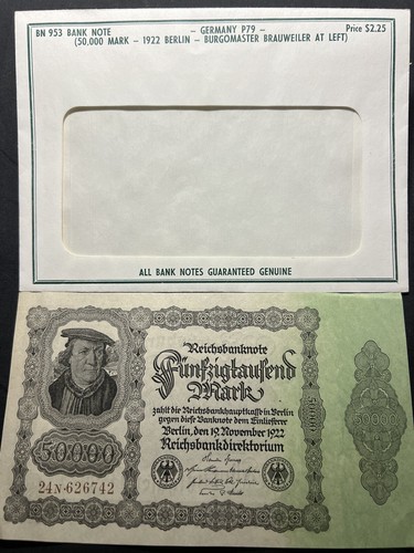 1922 Berlin Germany Bank Note 50000 Mark Paper Money Numismatic ...