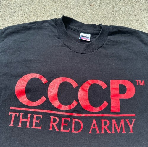 Vintage 90s CCCP The Red Army Logo T-Shirt Size Large NHL Hockey Red ...