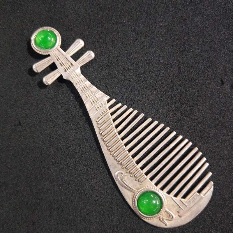 Miao Silver Inlaid Gem Comb Vintage Pipa Comb Dressing Jewelry | eBay