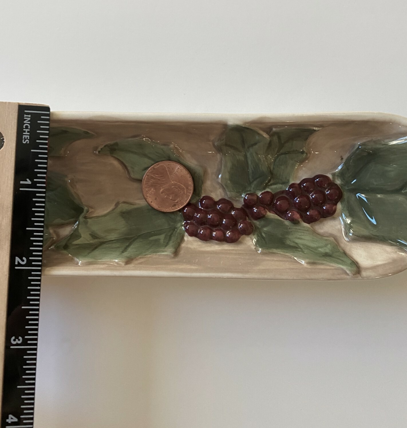 Ceramic Olive Tray Boat Holly Green Leaves Old World Look High Gloss | eBay