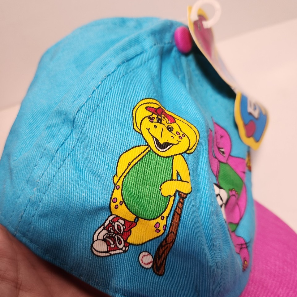 Vtg Barney Purple Dinosaur Baby Bop 1995 Panel Painters Hat Cap Kids ...
