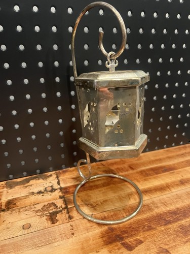 Vintage Silver Hanging Lantern For Tealight Candle Holder Rustic Retro ...