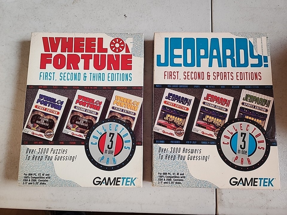 Lot of 2 Collectible Gametek IBM XT AT CGA Games Jeopardy and Wheel of ...